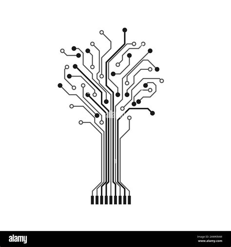 Circuit Tree Silhouette Technology Design Element Computer