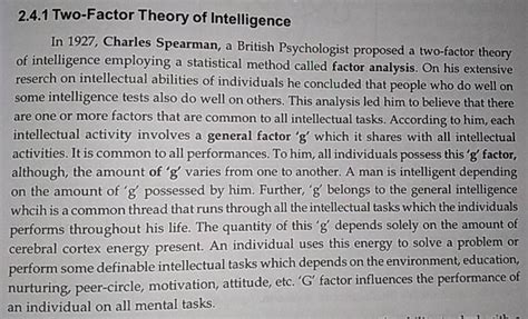 241 Two Factor Theory Of Intelligence In 1927 Charles Spearman A Brit