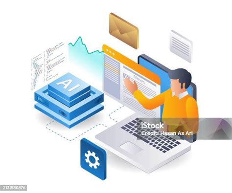 인공 지능 응용 프로그램으로 학교 공부 평면 등각 투영 3d 일러스트레이션 개발에 대한 스톡 벡터 아트 및 기타 이미지 개발 공부 과학 Istock