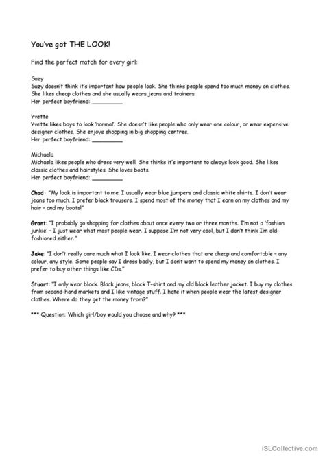 The Perfect Match English Esl Worksheets Pdf And Doc
