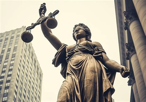 Premium Photo Statue Of Lady Justice Holding Scales In Front Of A