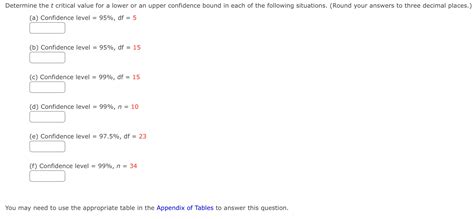 determine the t ﻿critical value for a lower or an