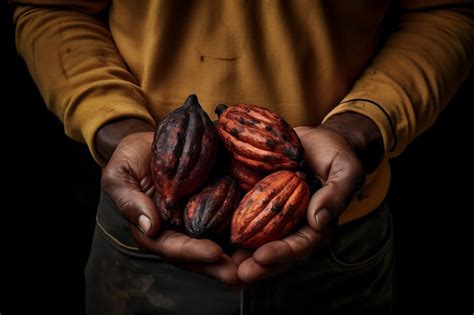 Premium AI Image | Fresh Cacao fruits Ripe Cacao in hand