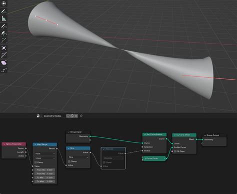 geonodes absolute value of sine for curve radius modeling blender