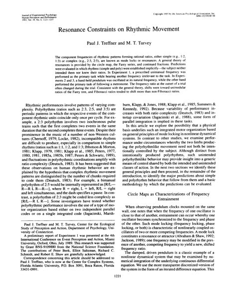 Pdf Resonance Constraints On Rhythmic Movement