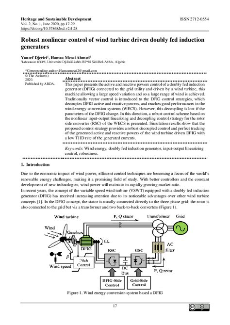 Pdf Robust Nonlinear Control Of Wind Turbine Driven Doubly Fed Induction Generators