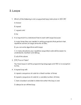 Adrian S Intro To VEX VR Coding Exercises Loops Middle High Babe U3