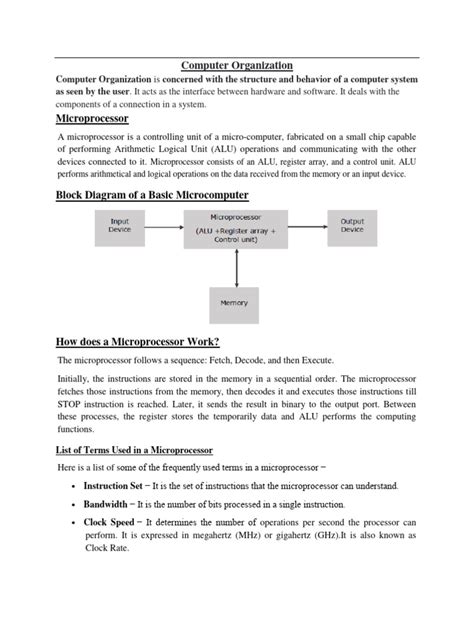 Computer Organization Pdf Central Processing Unit Microprocessor