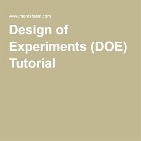 Design Of Experiments Doe Tutorial Experiments Design Tutorial