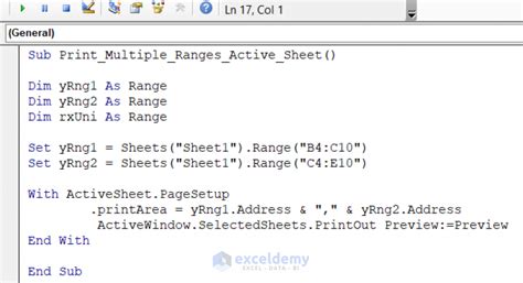 Excel Vba Set Print Area For Multiple Ranges 5 Examples Exceldemy