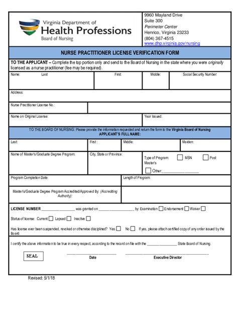 Va Nurse Practitioner License Verification 2018 2025 Form Fill Out