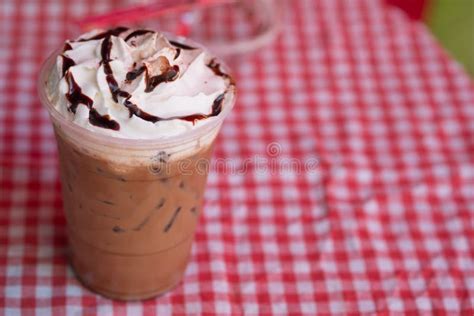 Chocolate Sauce And Whipped Cream On Top Iced Drink Stock Photo Image Of Chocolate Food