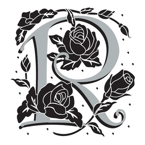 Rosette Initial Caps Font Capital Letter R Vector Design 35789382