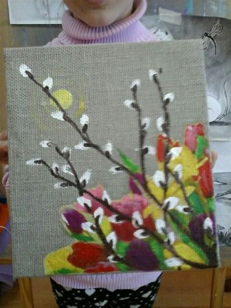 Декупаж на мешковине Роспись акриловыми красками Поделки с детьми Поделки Мешковина Краска