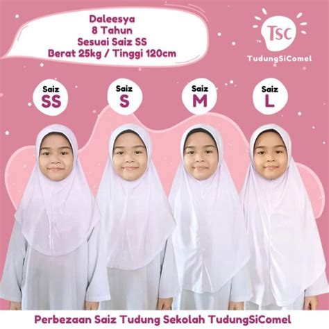 Original Tudung Sekolah Putih Tudung Si Comel Awning Scuba Shopee