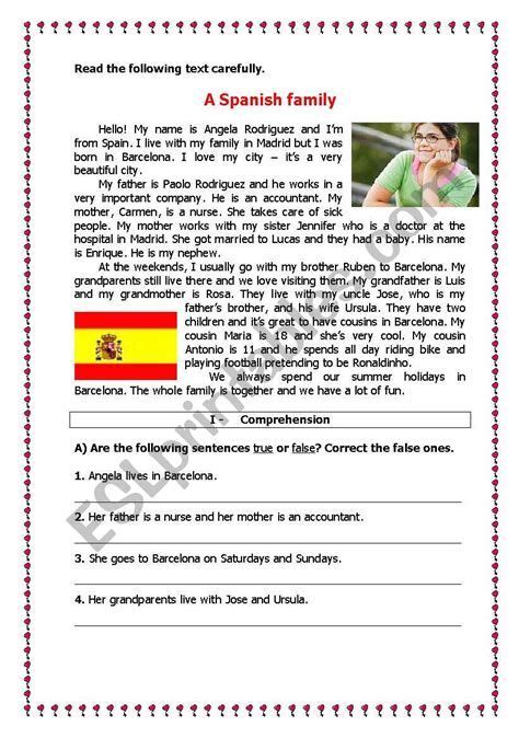 Spanish Reading Comprehension Stories