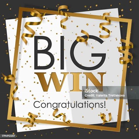 리본 구불구불한 전단지 포스터 쇼핑 판매 기호 할인 마케팅 판매 배너 웹 헤더에 대한 먼지와 골드 프레임에 큰 승리 벡터