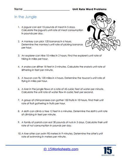 Unit Rates Worksheet Worksheets Library