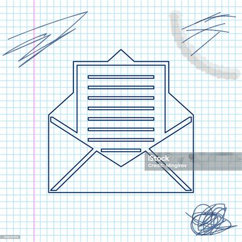 흰색 배경에 격리 된 메일 및 전자 메일 라인 스케치 아이콘입니다 봉투 기호 전자 메일입니다 전자 메일 메시지 기호입니다 벡터 일러스트레이션 0명에 대한 스톡 벡터 아트 및