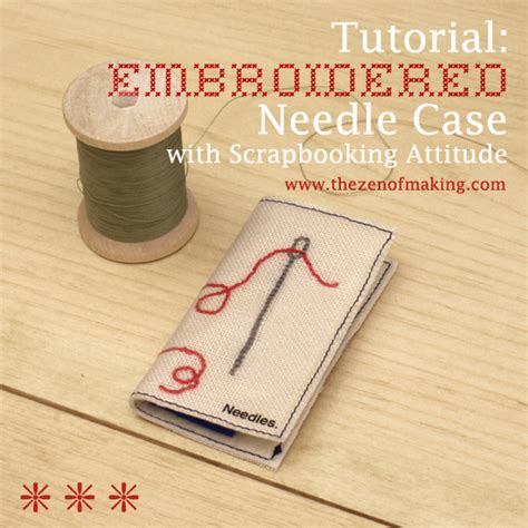 Tutorial Embroidered Needle Case With Scrapbooking Attitude Red