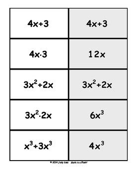 Add And Multiply Monomials With Exponents By JUDY SEKI TpT