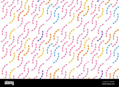 Naive Seamless Dotted Squiggle Pattern With Bright Colored Wavy Lines