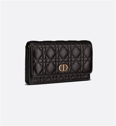 Dior Caro Pouch With Chain Black Supple Cannage Calfskin Dior