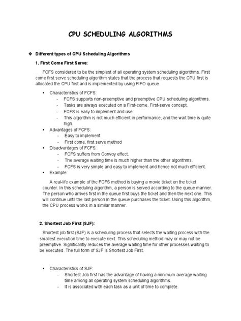 cpu scheduling algorthims pdf scheduling computing process computing