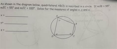 As Shown In The Diagram Below Quadrilateral Abcd Is Inscribed In A Circle If Mwidehat Ab [math]