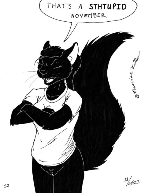 rule 34 2023 3 4 anthro black and white black body black fur black hair bottomless buckteeth