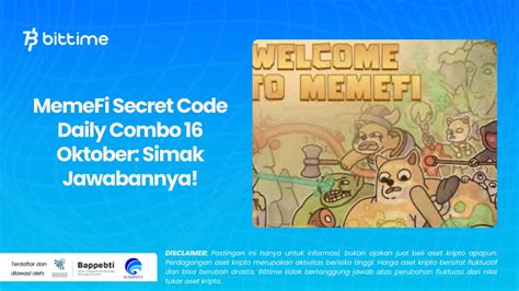 Memefi Secret Code Daily Combo 16 Oktober Simak Jawabannya