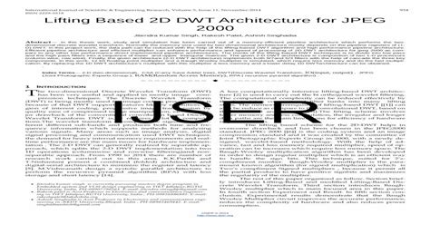 Pdf Lifting Based 2d Dwt Architecture For Jpeg 2000 Ijser · Lifting Based 2d Dwt