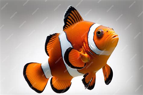 흰색 배경에는 암초 물고기 흰동가리 또는 아네모네 물고기가 보입니다 프리미엄 사진