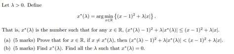Let λ Define x λ argminxR x λx That Chegg com