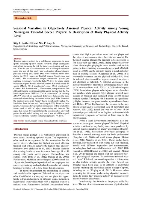 Pdf Seasonal Variation In Objectively Assessed Physical Activity Among Young Norwegian