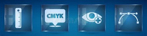 set ruler speech bubble with text cmyk red eye effect and bezier