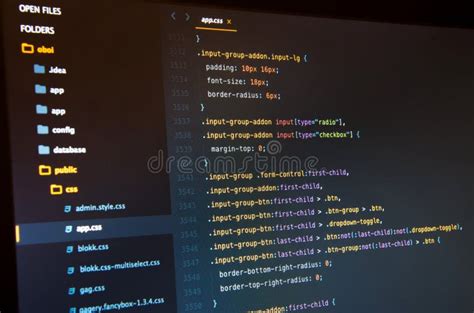 Css And Php Code On Dark Blue Background Close Up Splitting Of Css