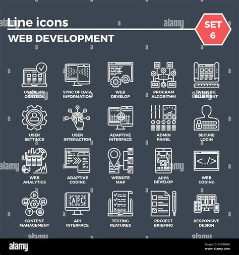 Web Development Line Icon Set Stock Vector Image Art Alamy