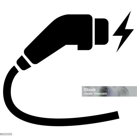 흰색 배경에 충전기 커넥터 아이콘입니다 전기 자동차 충전 플러그 기호입니다 플랫 스타일 전기 자동차 대체 연료 차량에 대한 스톡