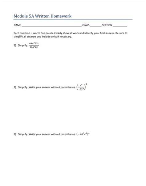 solved each question is worth five points clearly show all