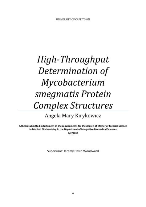 Pdf High Throughput Determination Of Mycobacterium Smegmatis Protein Complex Structures