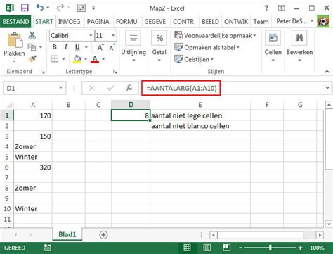 gratis tips excel aantal daadwerkelijk niet lege cellen