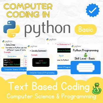 Basic Coding In Python Computer Programming Printables Beginner Code