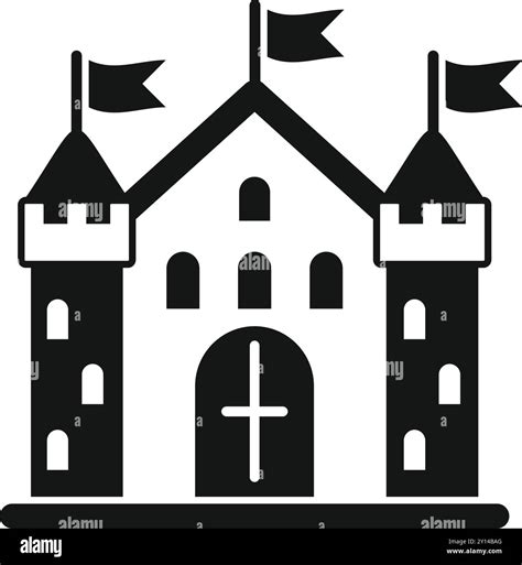 Simple Icon Style Illustration Of A Castle With Flags Waving