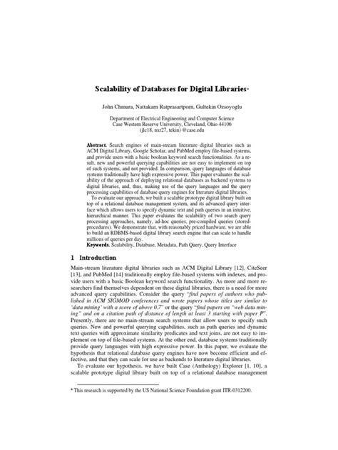 scalability of databases for digital libraries pdf database index