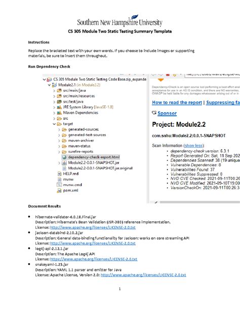 Ed CS305 2 2 Module Two Static Testing Summary Template CS 305 Module Two Static Testing