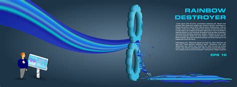 파란색에 기술 벡터 아이소메트릭 배경입니다 추상 흐름 유체 웨이브 2 장비와 작업자 파괴 3d 현대 유행 스타일 전단지 배너 배경 3차원 형태에 대한 스톡 벡터 아트 및