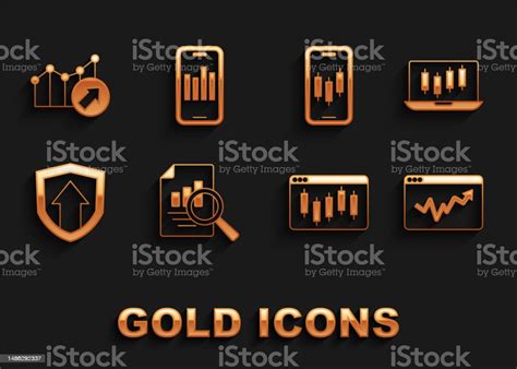 그래프 차트 주식 시장 성장 그래프 그래프 인포그래픽 브라우저 주식 금융 모바일 거래 및 아이콘으로 문서를 설정합니다 벡터 0명에 대한 스톡 벡터 아트 및 기타 이미지