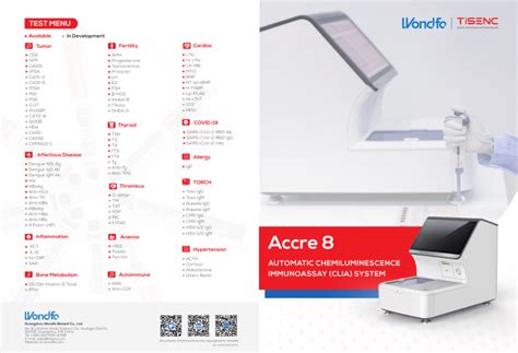 Accre 8 Clia System Brochure Test Menu And Specifications