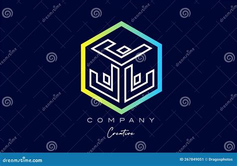 Line J Three Letter Cube Alphabet Letter Logo Icon Design With Polygon Design Creative Template